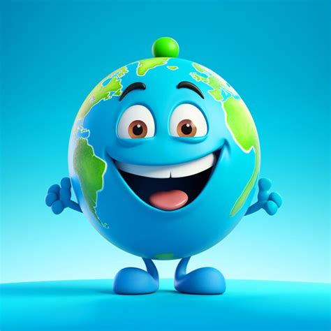 Premium Ai Image Happy Cute Earth Character Smiling