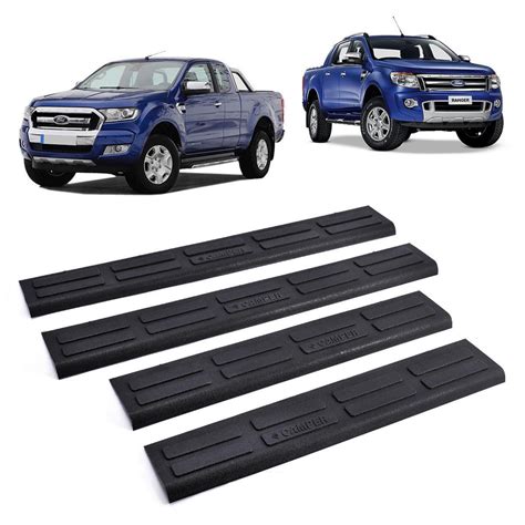 Soleira Porta Protetor Preto Rigida 4Pc Ranger Dupla 2021 No Shoptime