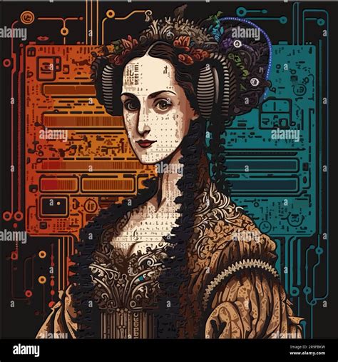 Vector Of Ada Lovelace Early Computer Programer And Mathematician Computer Coding Stock Vector