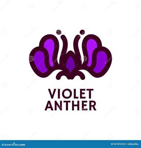 Violet Anther Flower Nature Logo Concept Design Illustration Cartoon