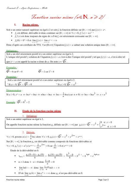 Fonction Racine Nième Nin NÃ2 Free