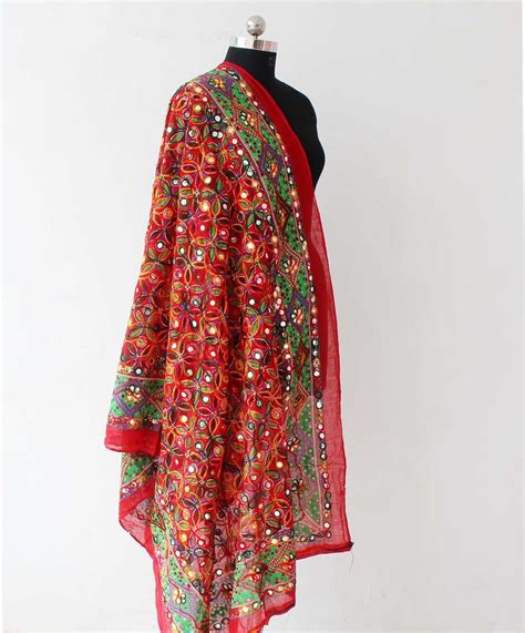 Hand Embroidered Phulkari Dupatta Colorful Floral Design T Item