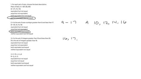 For Each Pair Of Sets Choose The Best Description Pairs Of Sets A B