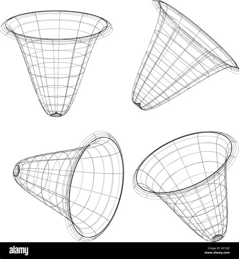 Abstract 3d Wireframe Objects 3d Spatial Shapes Set At 4 Angles Geometric Elements Stock