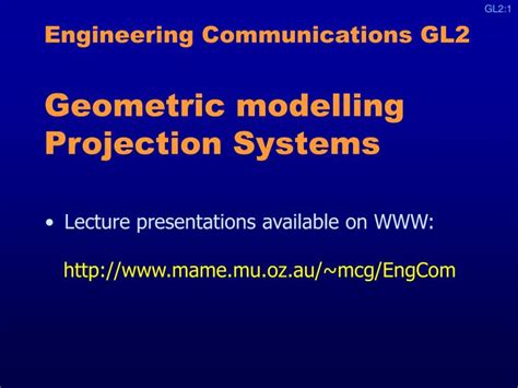 Ppt Engineering Communications Gl2 Geometric Modelling Projection Systems Powerpoint