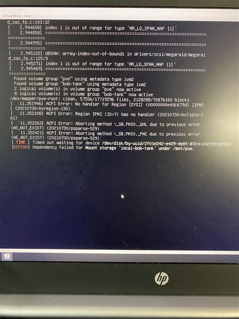 help can t mount lvm thin acpi error screenshots r proxmox