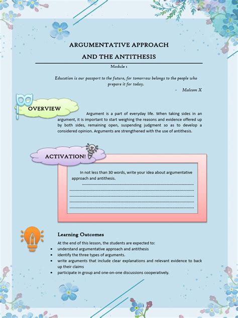 Argumentative Approach And Antithesis Pdf Argument