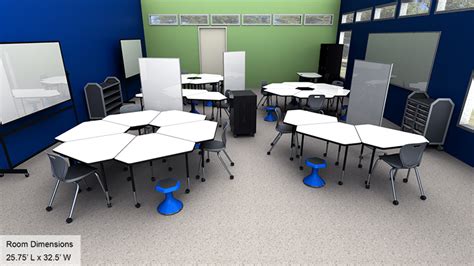 Elementary Collaborative Classroom With Diamond Whiteboard Tables At School Outfitters