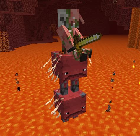 Java Edition Strider Jockey Holding Golden Sword Minecraft