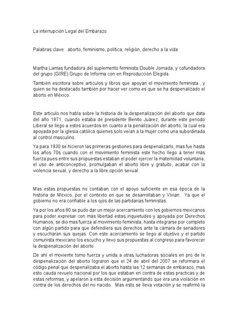 La Interrupción Legal Del Embarazo Pdf Aborto Feminismo