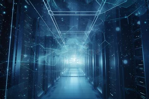 Cloud Computing Data Center Conceptual Illustration Generative Ai Stock Illustration