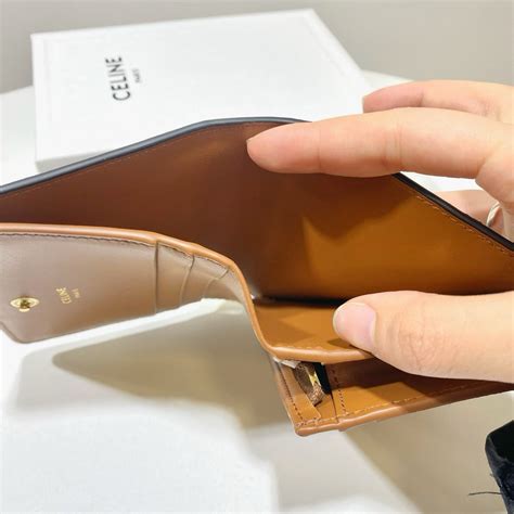 Celine Triomphe Compact Wallet Canvas Tan Solobuybuy