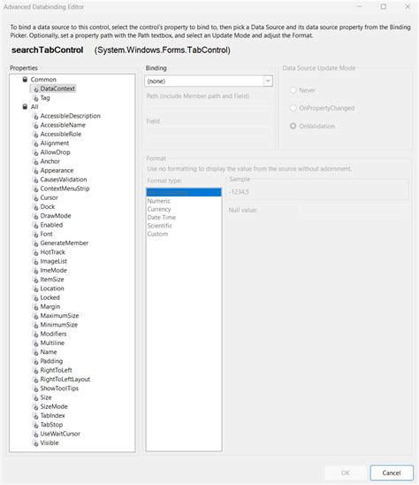 Advanced Databinding Editor Doesnt Show Selectedindex Property For