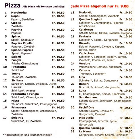 Menu At Piccola Gossau