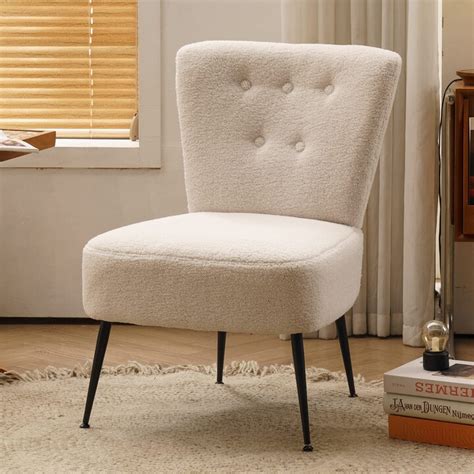 Recaceik Living Room Chairs Faux Fur Fabric Slipper Accent Chairs