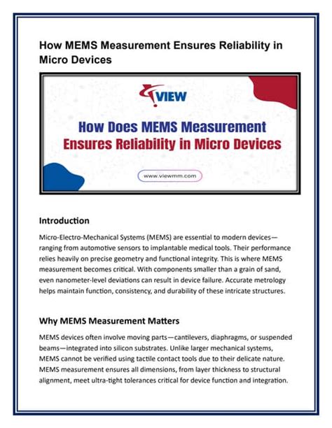 How Mems Measurement Ensures Reliability In Micro Devicespdf