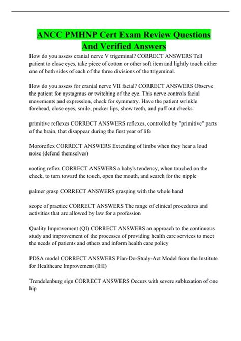 Ancc Pmhnp Cert Exam Review Questions And Verified Answers Pmhnp Certification Stuvia Us