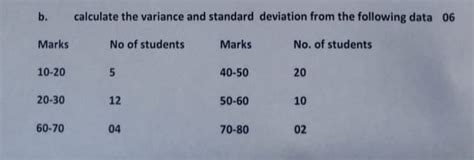 Solved Calculate The Variance And Standard Deviation From The