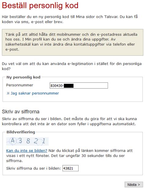 Laban Sköllermark CSN Original Order Personal Code Form in Swedish