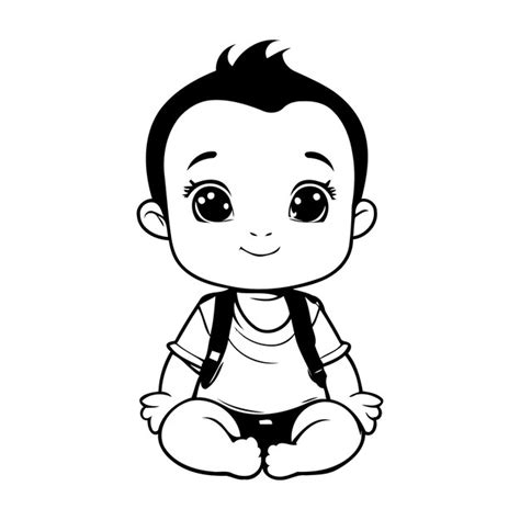 Menino Bonitinho Sentado Em Fundo Branco Ilustração Vetorial Design