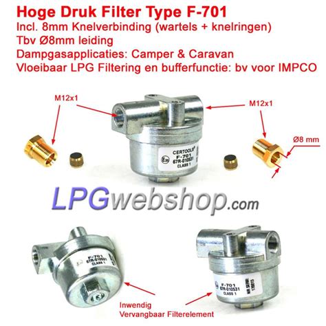 Lpg Filter High Pressure 8mm Connection Replaceable Filter Element