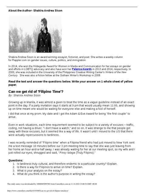 Can We Get Rid Of Filipino Time Pdf