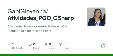 Github Gabigiovanna Atividades Poo Csharp Atividades De Logica