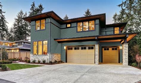 Green And Brown House 75 Green Stucco Exterior Home Ideas Youll Love