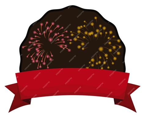 Premium Vector Festive Button With Fireworks Display Inside Of It