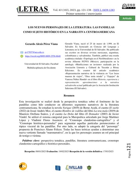 Pdf Los Nuevos Personajes De La Literatura Las Pandillas Como Sujeto Histórico En La