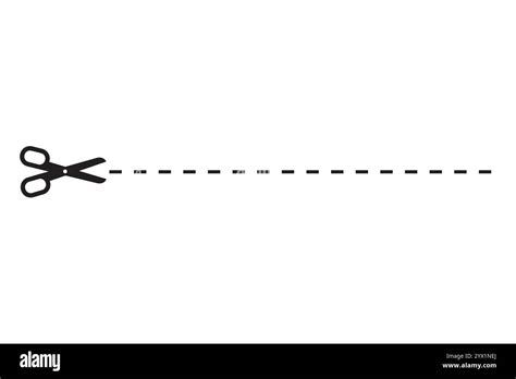 Scissors Cutting Line Dashed Line Symbol Simple Cutting Vector Black