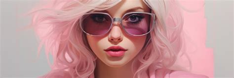 Premium Ai Image Girl Wearing Pink Glasses Generative Ai