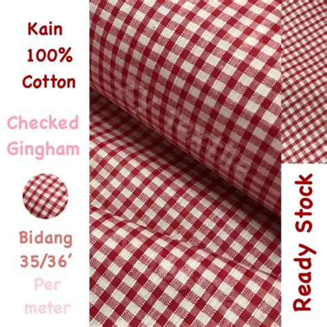 1m Kain 100 Cotton Gingham Checked 35 36 Kain Bercetak Shopee Malaysia