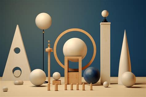 premium photo geometric figures in 3d rendering