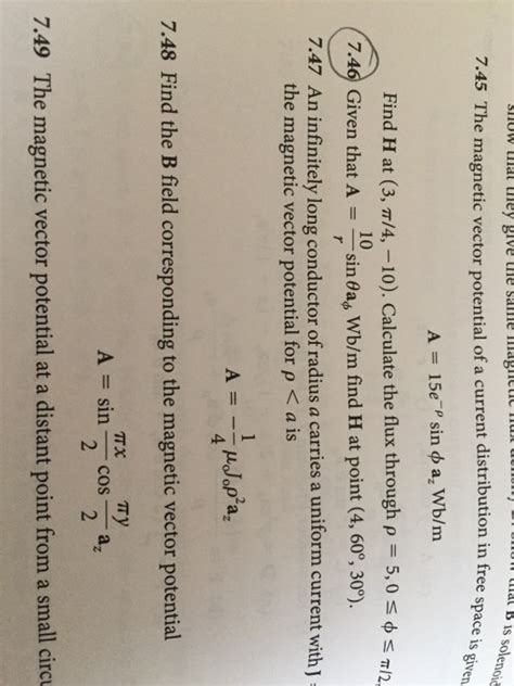 Solved Given That A 10 R Sin Thetaaphi Wb M Find H At Chegg Com
