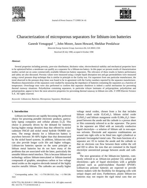 PDF Characterization Of Microporous Separators For Lithium Ion