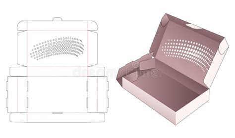 Flip Box With Stenciled Pattern On Top Flip Die Cut Template And 3d
