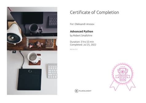 Pluralsight Advanced Python Course Completion Certificate Pdf