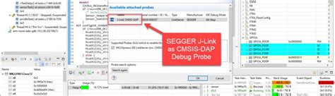 booting j link as cmsis dap debug probe mcu on eclipse