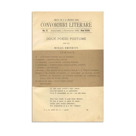 Convorbiri Literare Anul XXIII Nr 11 1 februarie 1890 cu Sonet și Dalila de M Eminescu