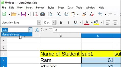 name range in libre calc computerexcelsolution youtube