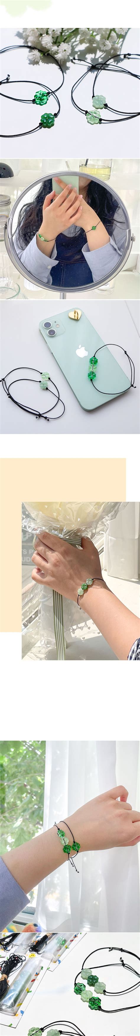 네잎클로버 실팔찌 만들기 세트 행운의 팔찌 키트 Diy 6종 소원 매듭 우정 끈 마크라메 재료 부자재 감도 깊은 취향