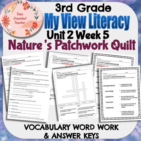 3rd Grade My View Literacy Unit 2 Week 5 Natures Patchwork Quilt Vocab