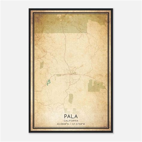 Vintage Pala California Map Poster Pala Ca City Road Wall Art Print