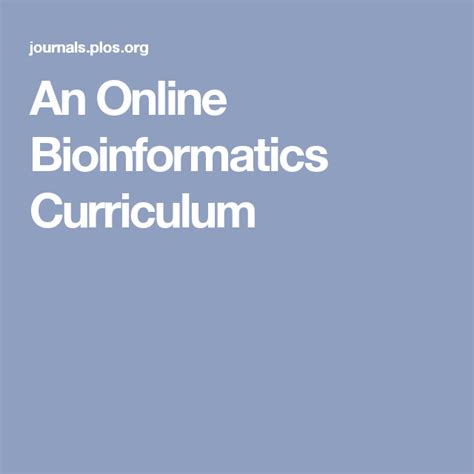 An Online Bioinformatics Curriculum Curriculum Data Science Course