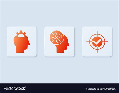 Set Human Head Puzzles Strategy Human With Gear Vector Image
