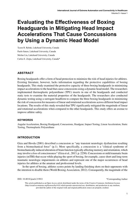 PDF Evaluating The Effectiveness Of Boxing Headguards In Mitigating