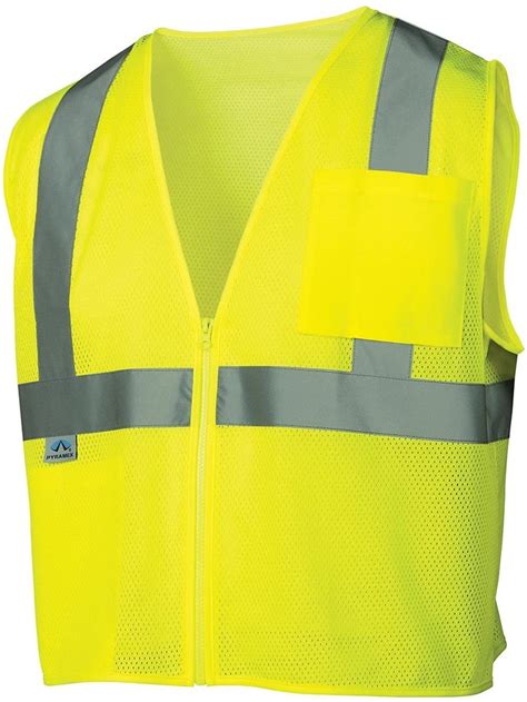 Pyramex Lime Green Class 2 Level 2 Safety Vest Mesh Zip X2 Rvz21