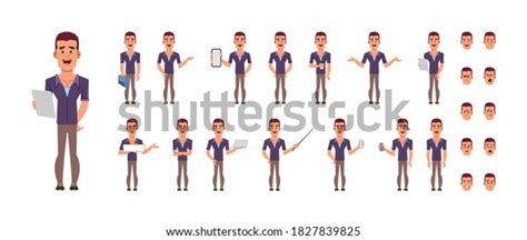 캐주얼 사업가 만화 캐릭터 세트 다른 스톡 벡터로열티 프리 1827839825