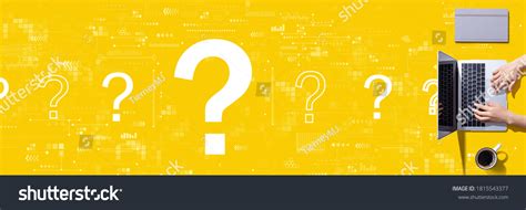 Question Marks Person Using Laptop Computer Stock Photo Shutterstock